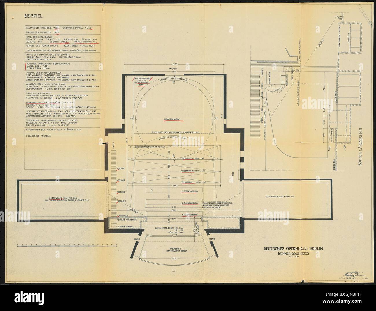German opera house (also: municipal opera), Berlin: floor plan and ...