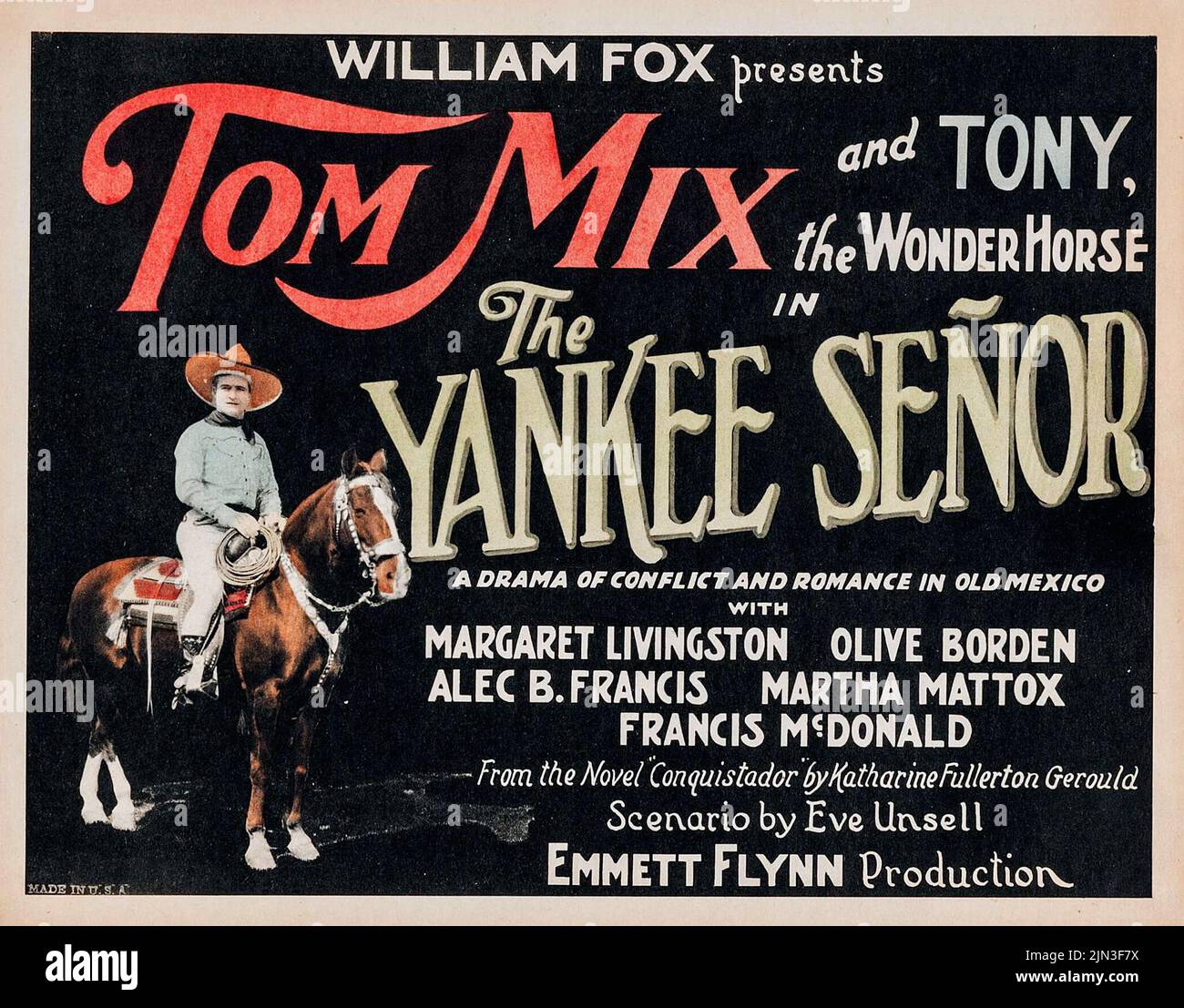 Tom Mix - Yankee Señor (Fox, 1926). Title Lobby Card Stock Photo - Alamy