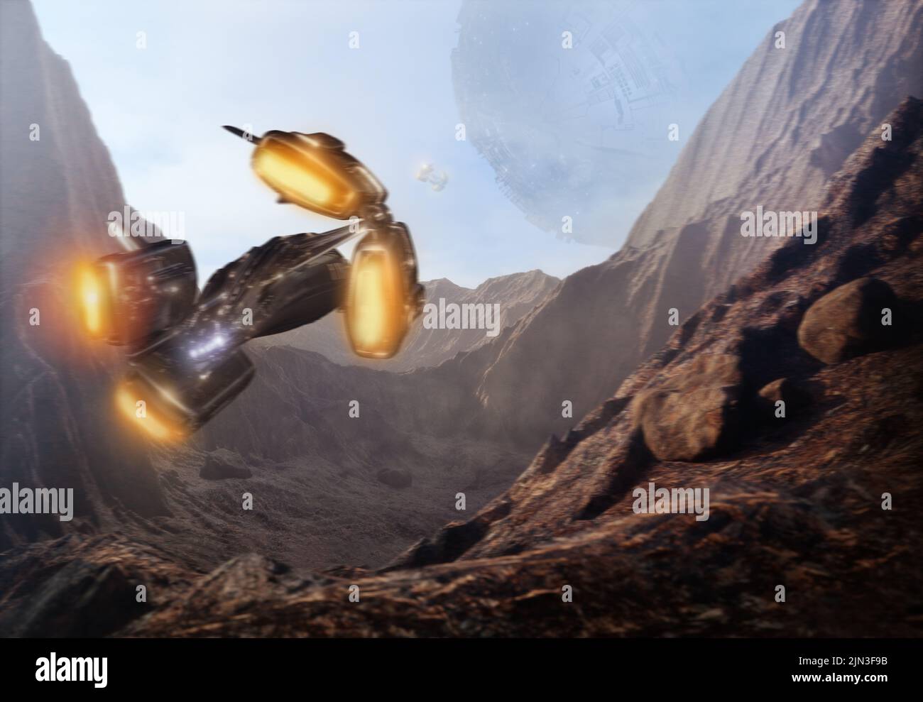 Spaceship and alien planet Stock Photo - Alamy