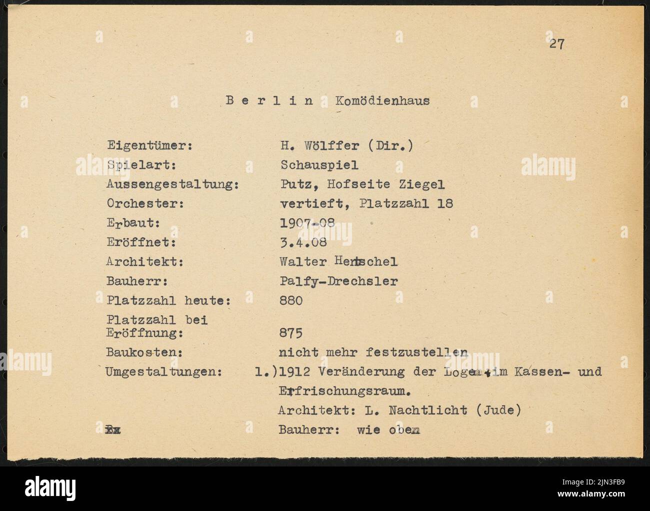 Lustspielhaus (so: comedy house on Schiffbauerdamm), Berlin: Folding ...
