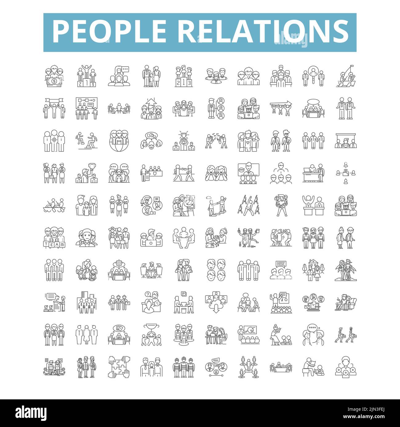 People relations icons, line symbols, web signs, vector set, isolated ...