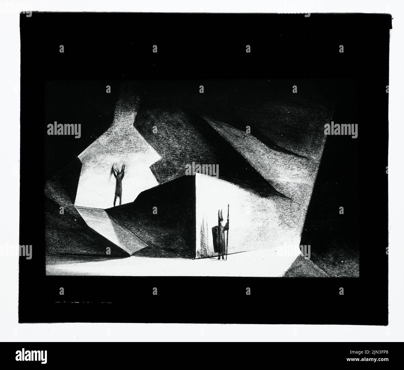 Stage design: scene with two figures Stock Photo - Alamy