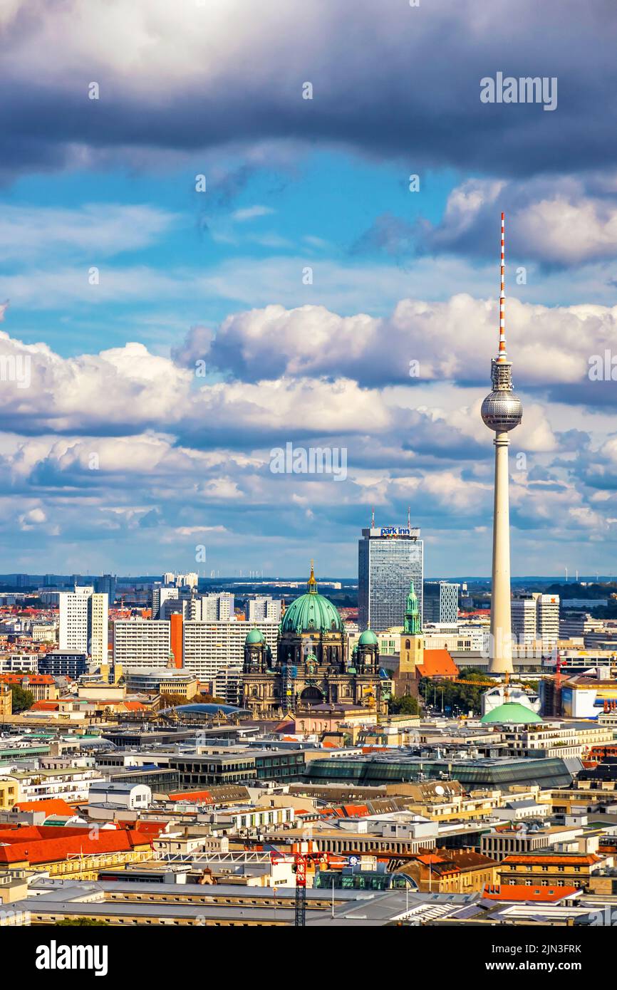 Aerial view of fernsehturm berlin and alexanderplatz hi-res stock photography and images - Alamy