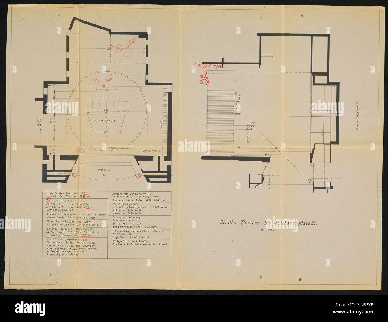 Schillertheater, Berlin-Charlottenburg: stage floor plan and stage ...