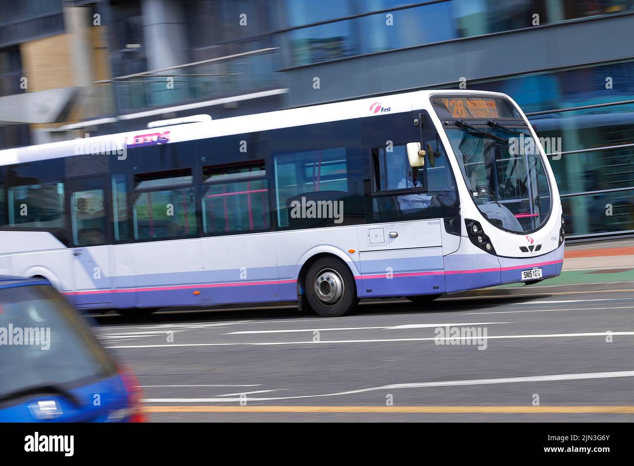 A single decker bus operated by First Bus Company seen near to Leeds ...