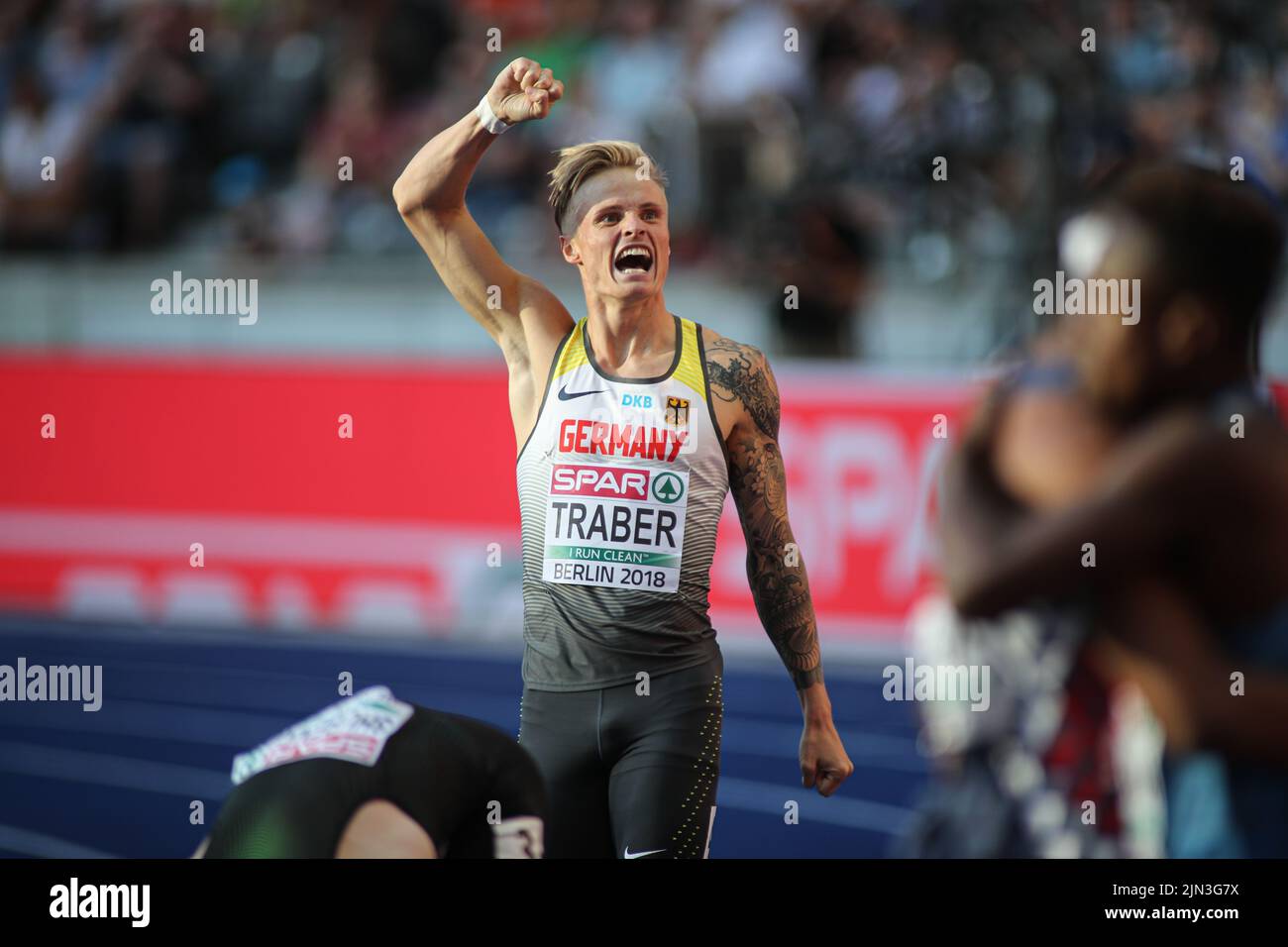Gregor Traber participating in the 110m hurdles at the European ...