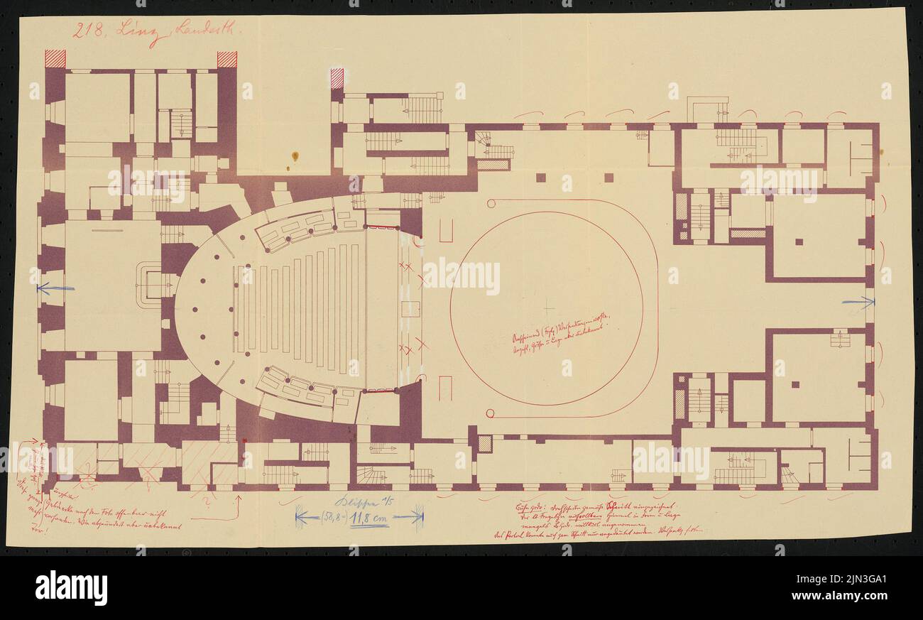 Landestheater, Linz: Floor Plan 1: 100 Stock Photo - Alamy