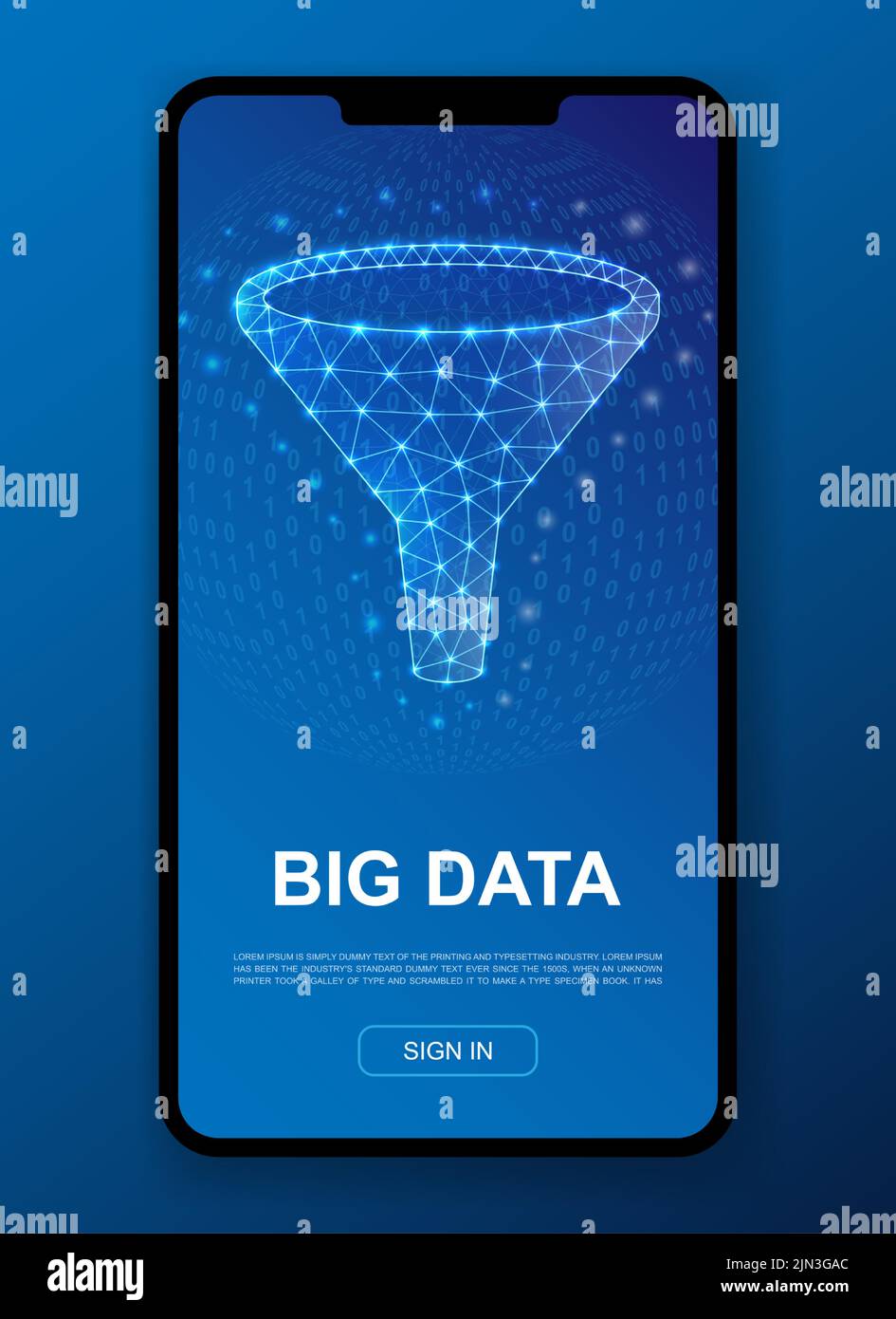 Funnel 3d polygonal symbol for UI, UX design template. Low poly Data ...
