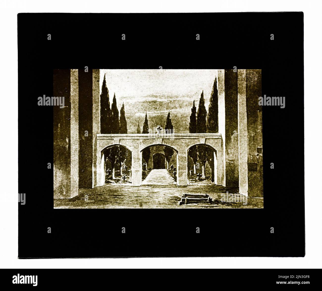 Stage design: through side walls of staggered sight of a portal to a ...