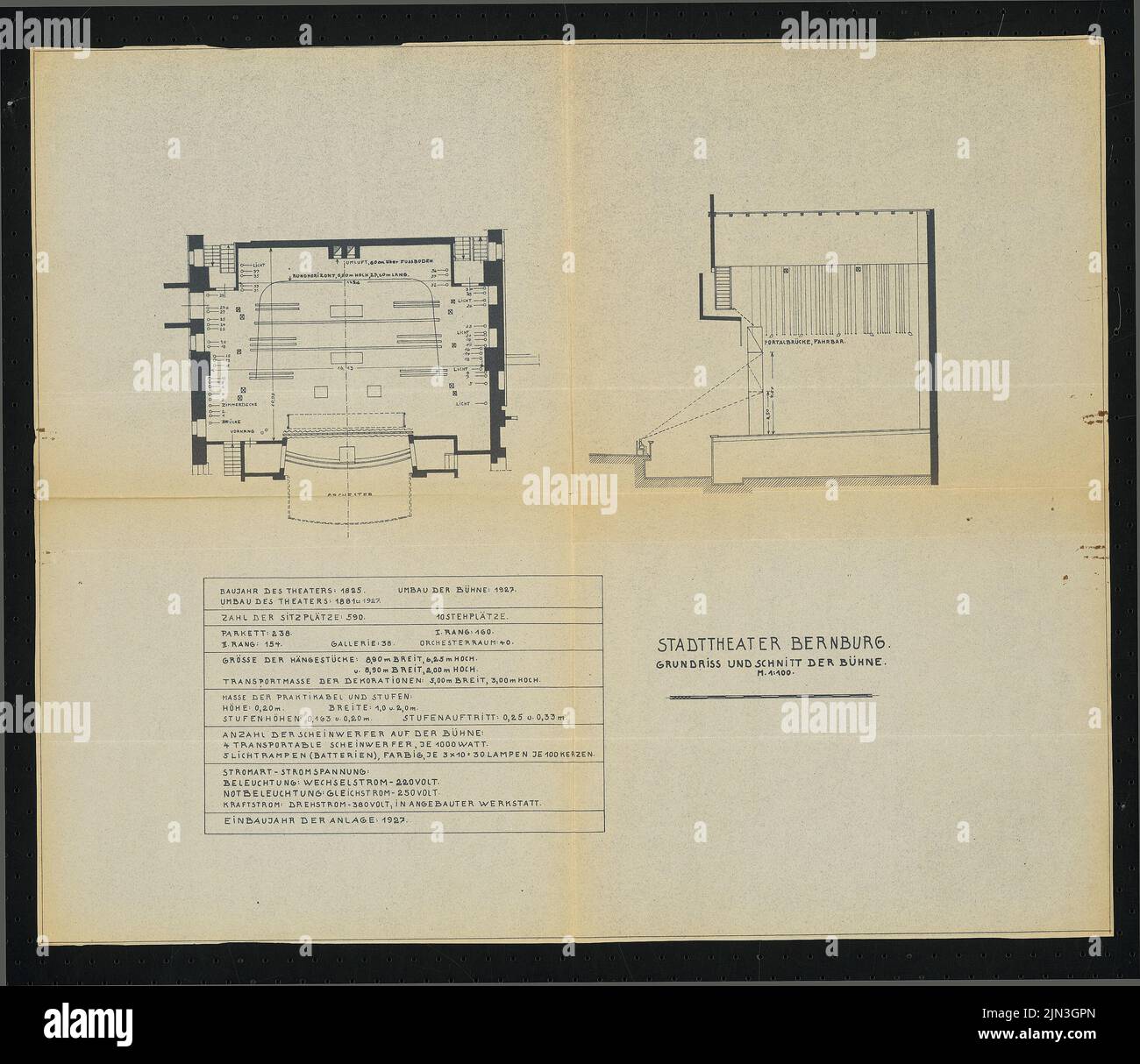 Stadttheater bernburg stage floor plan longitudinal section 1 hi-res ...