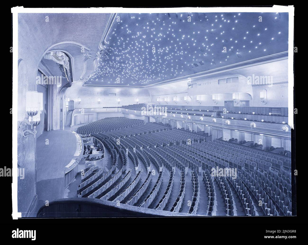 Wintergarten, Berlin: View of the auditorium and stage (negative to inv ...