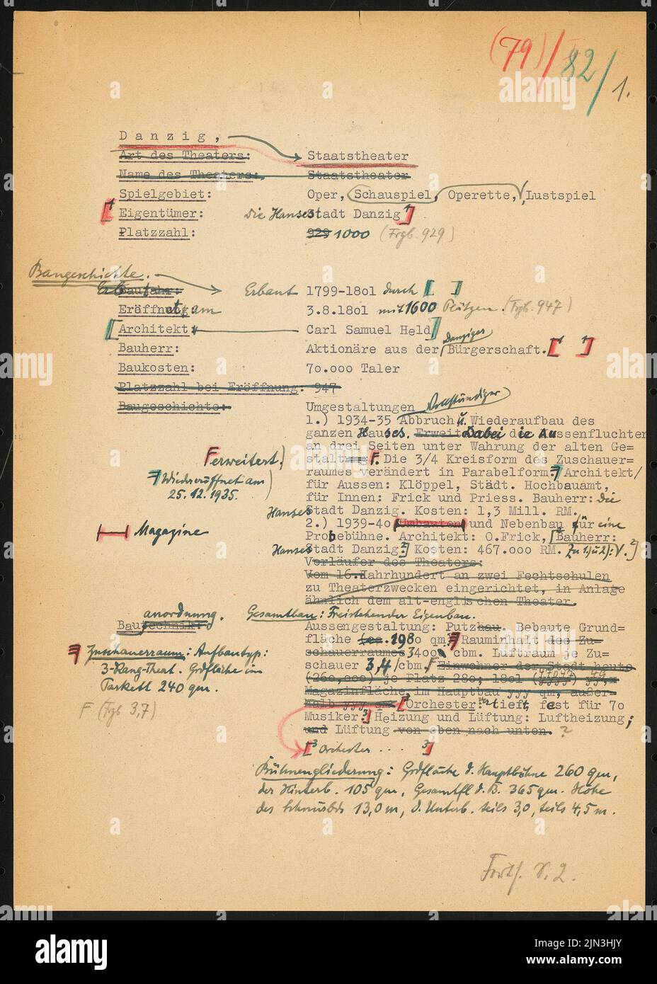 Carl Samuel Held (died in 1819, as an architect): Stadttheater, Gdansk ...