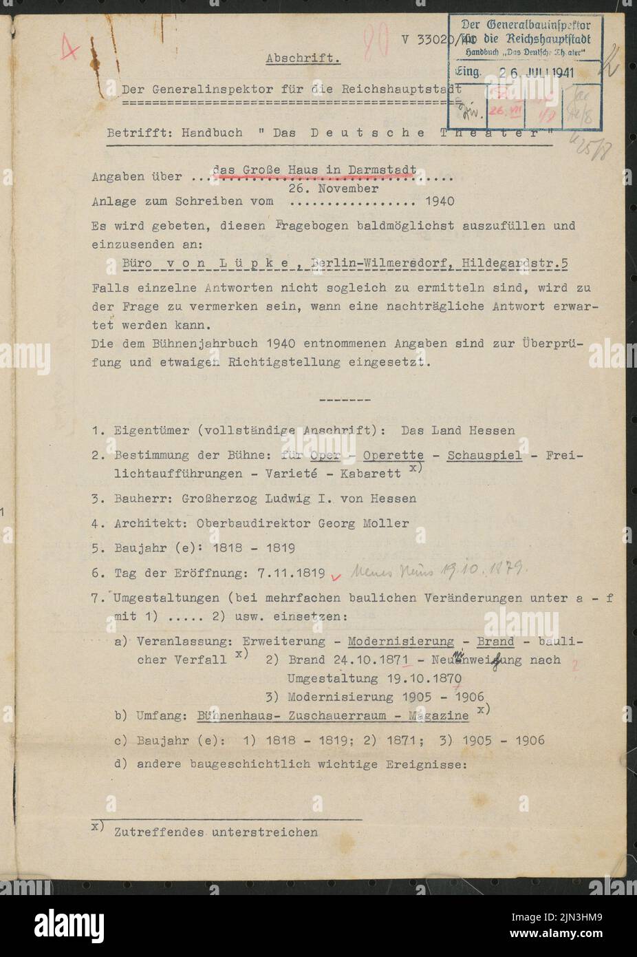 Georg Moller (1784-1852, as an architect): Grand Ducal Court Theater ...