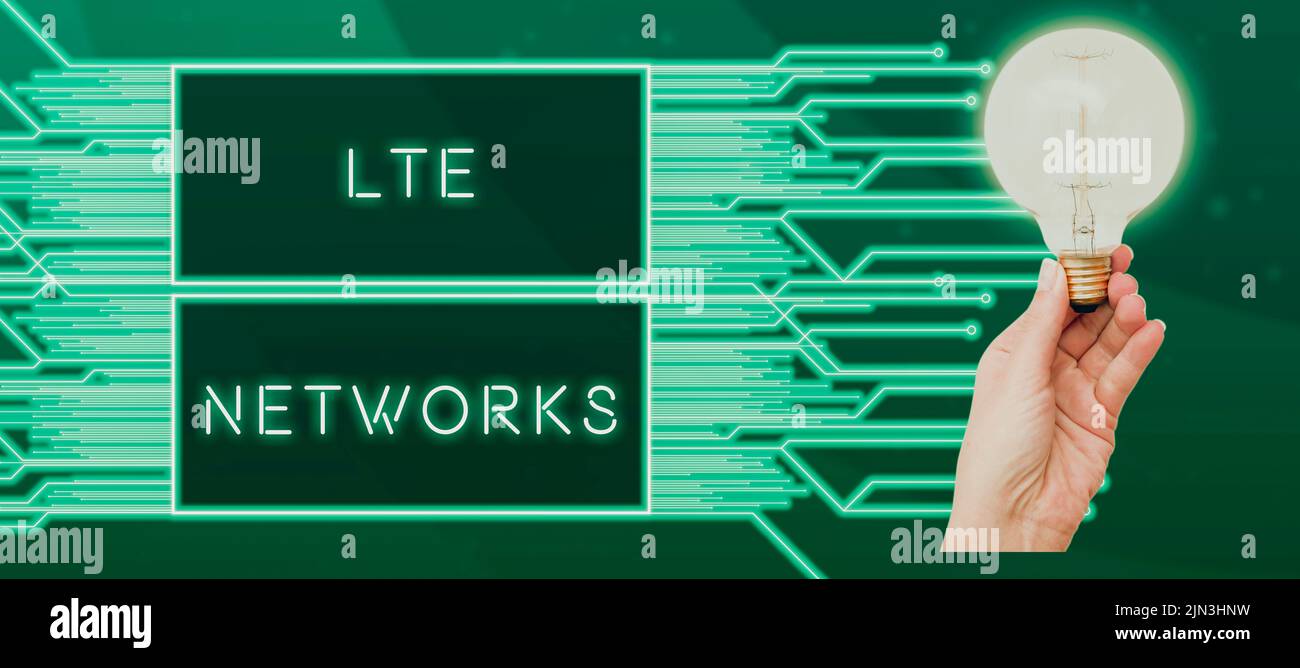 Text caption presenting Lte Networks. Conceptual photo Fastest network ...