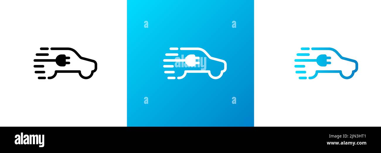 Fast electric car charging logo. Electrical automobile with cable plug ...