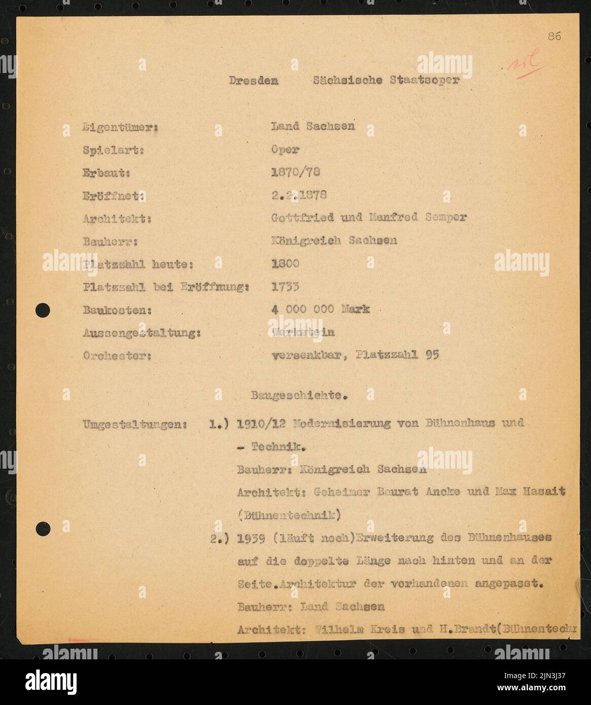 Gottfried Semper (1803-1879, as an architect): Royal court theater ...