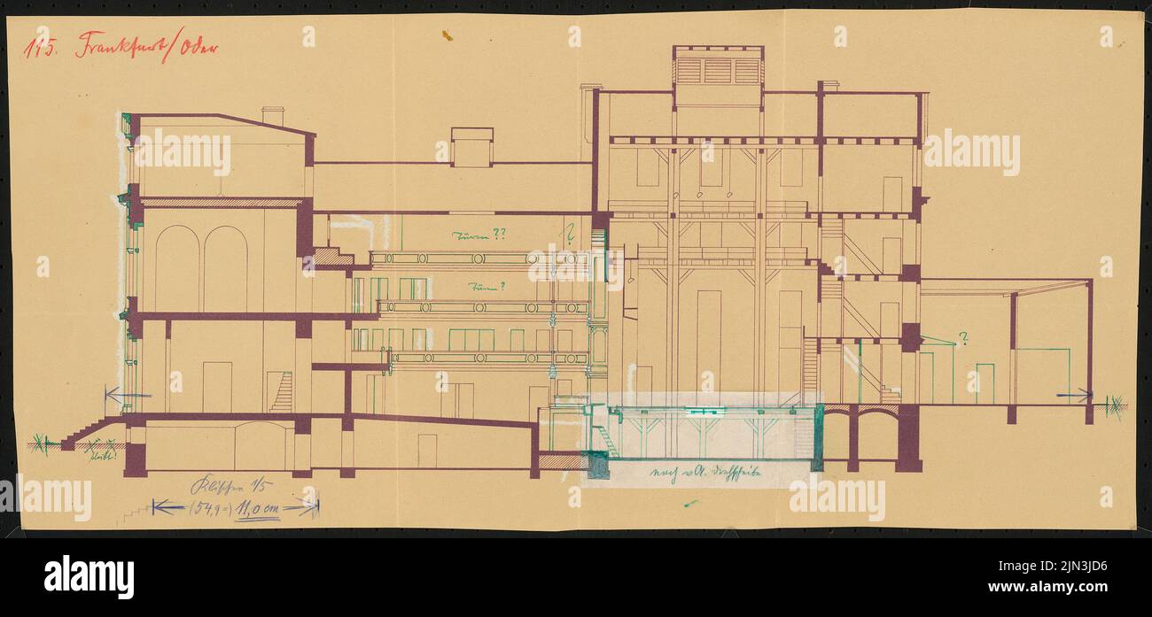 Stadttheater frankfurt oder architecture drawing longitudinal section 1 ...