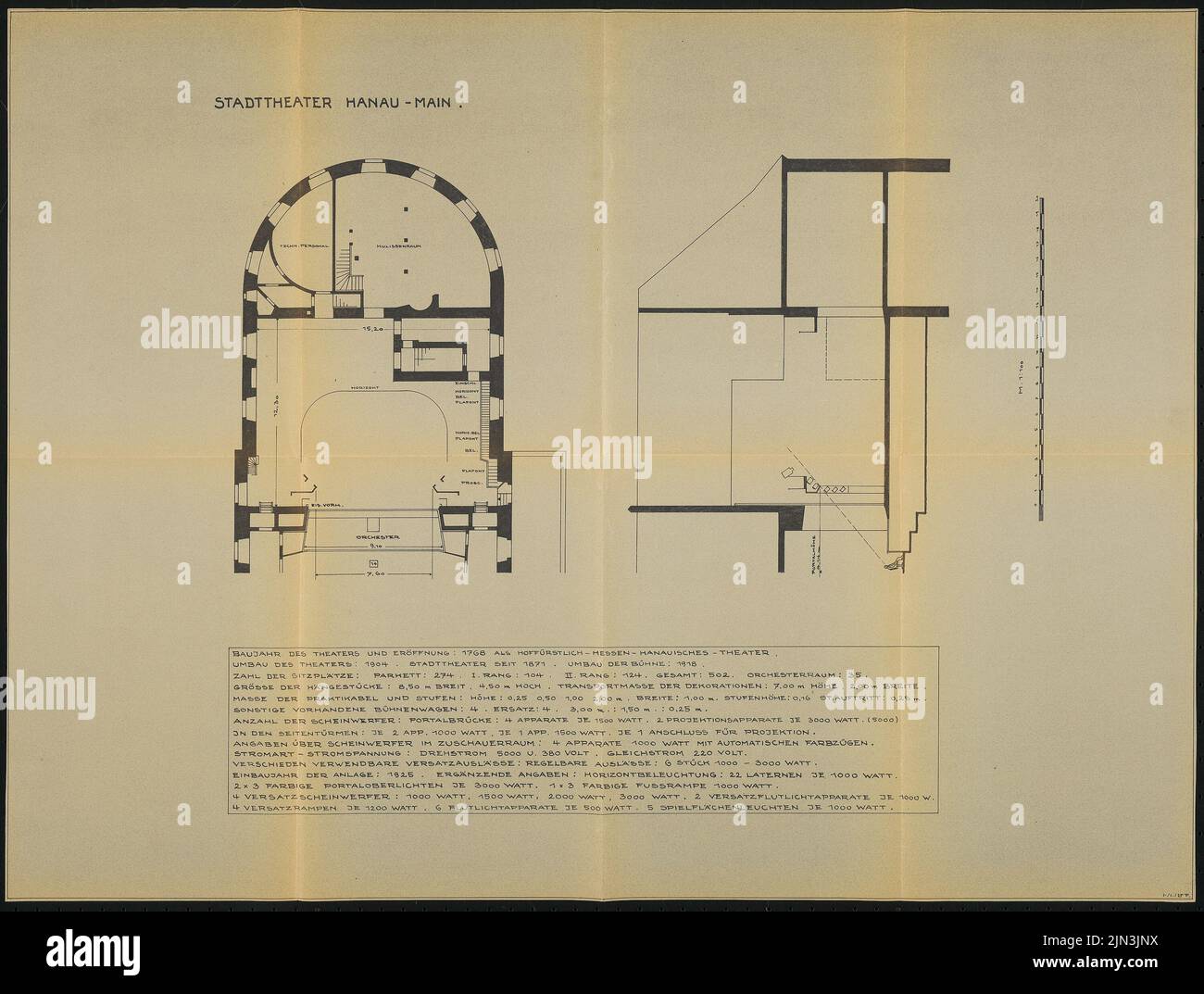 Stadttheater, Hanau: floor plan 1: 100 Stock Photo - Alamy