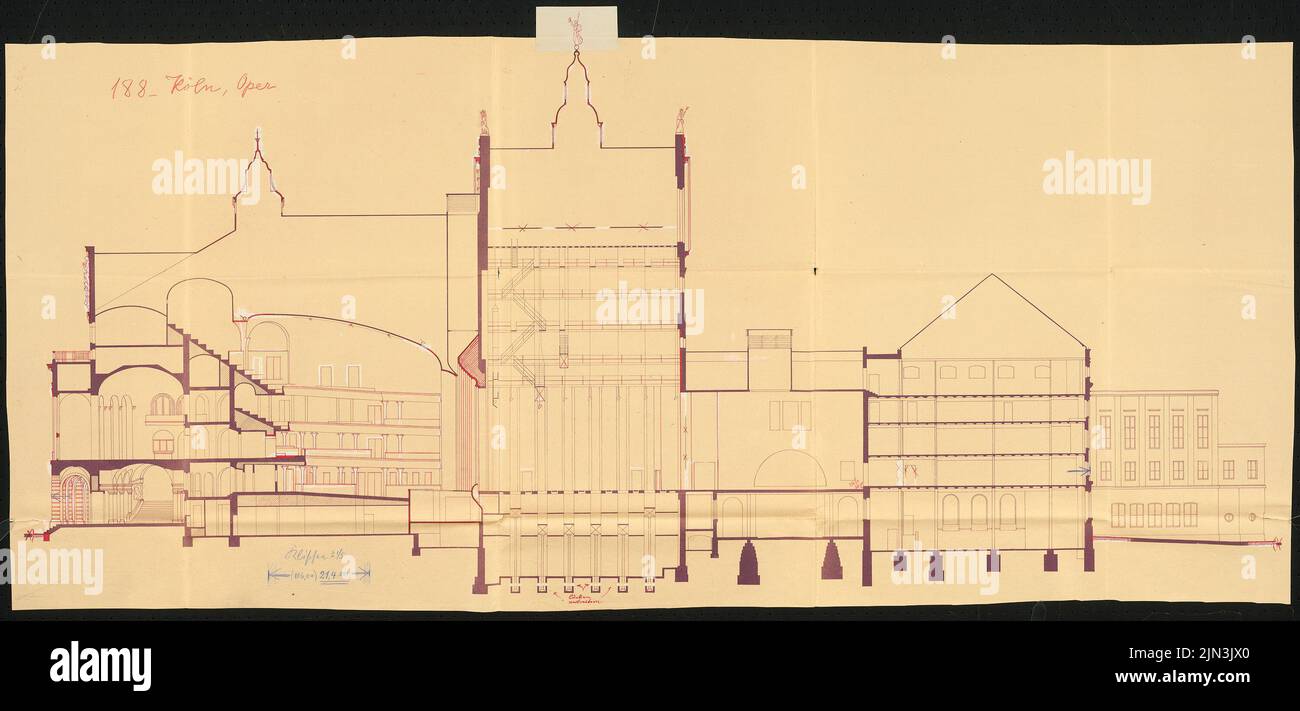 Opera house, Cologne: Longitudinal section 1: 100 Stock Photo - Alamy