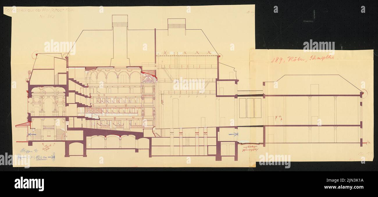 Schauspielhaus cologne longitudinal section architecture drawing ...