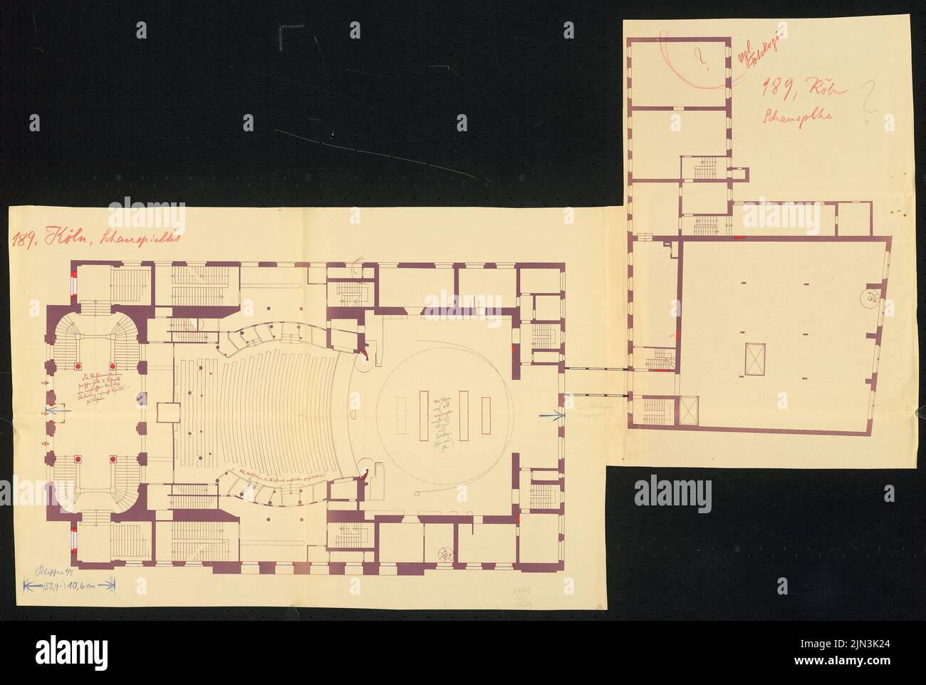 Schauspielhaus, Cologne: Floor Plan 1: 100 Stock Photo - Alamy