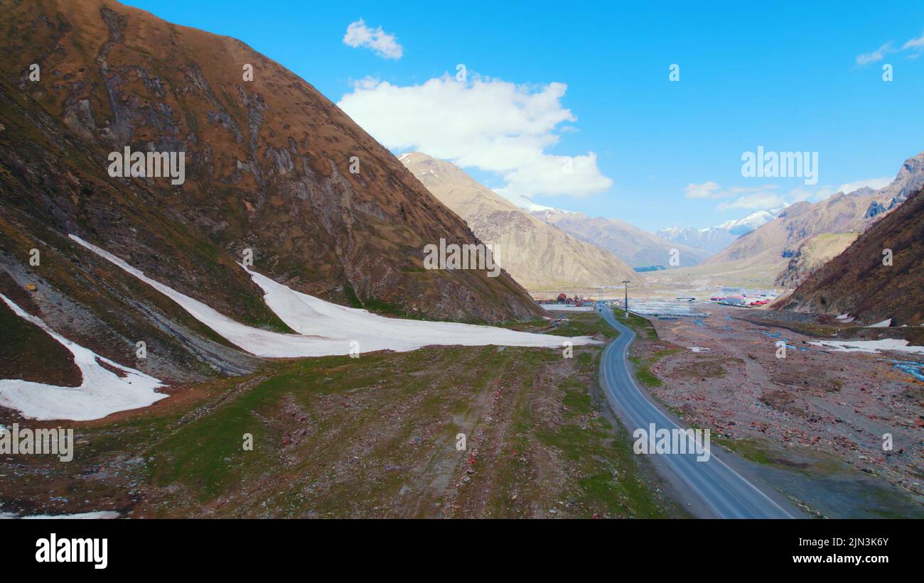 aerial view of Dariali gorge, Kazbegi district, Mtskheta-Mtianeti ...