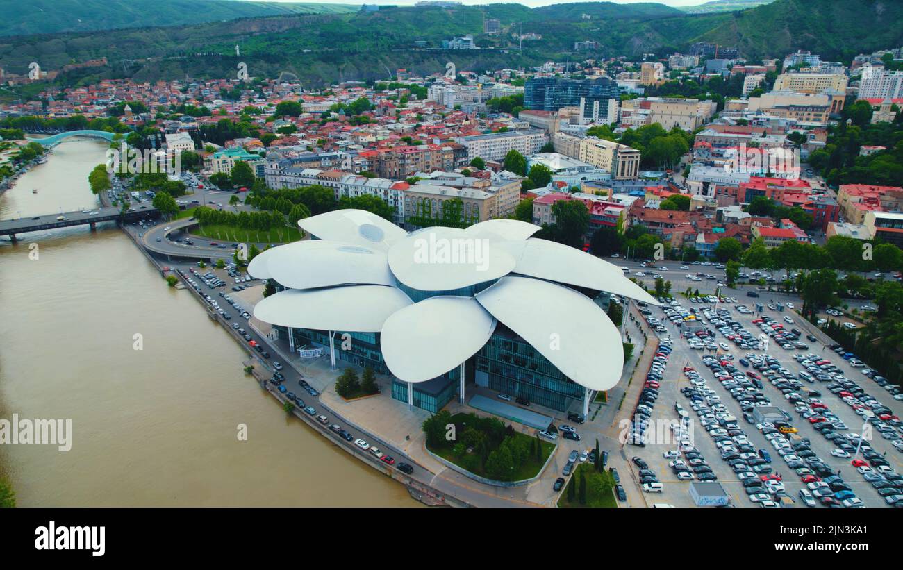 aerial view of Justice House, Public Service Hall, building with white ...