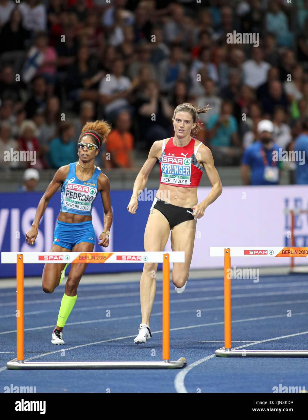 Léa Sprunger participating in the 400 meters hurdles at the European ...