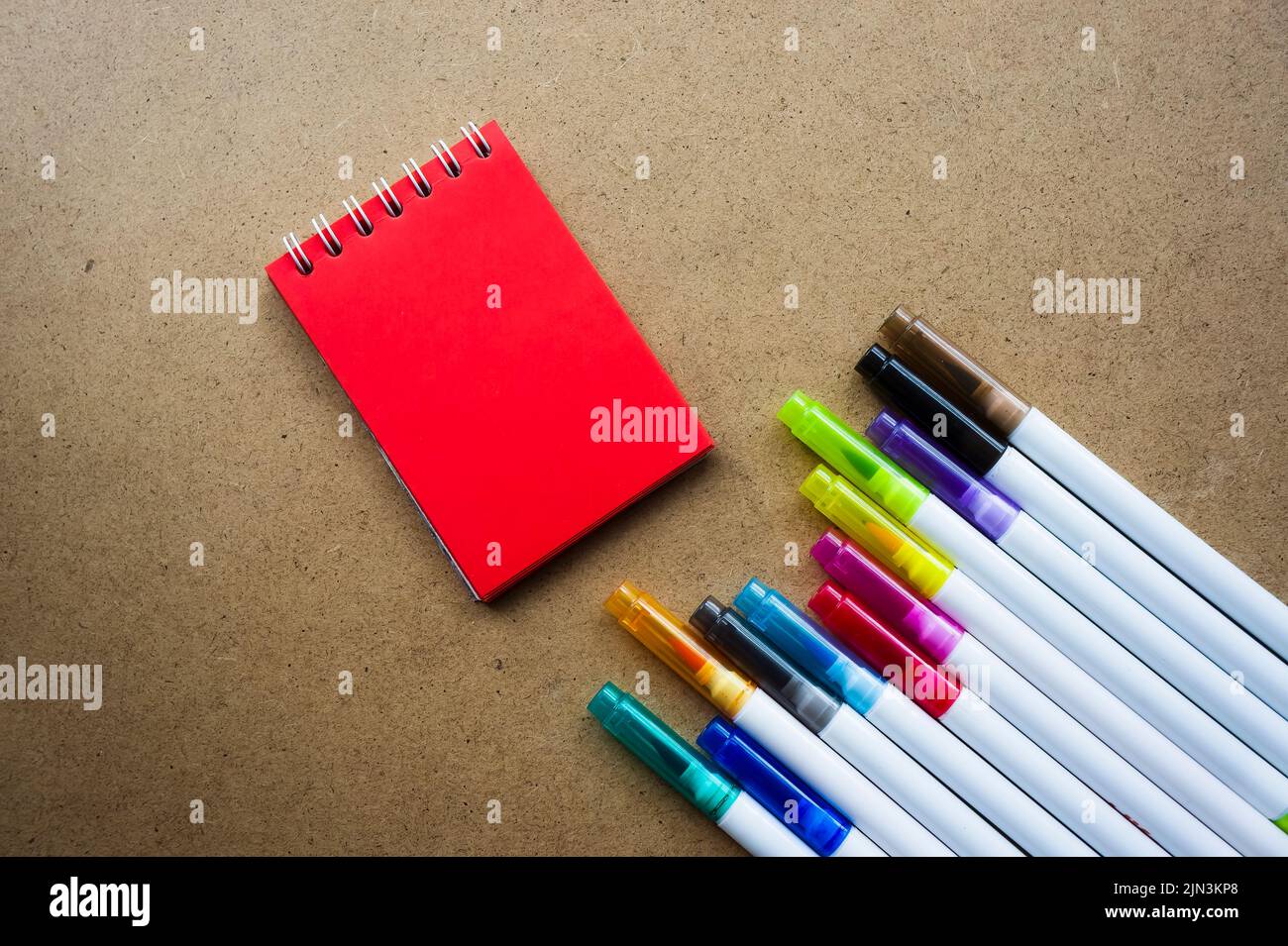 Back to school. The red pages of the notebook. Holiday notes. Colorful ...