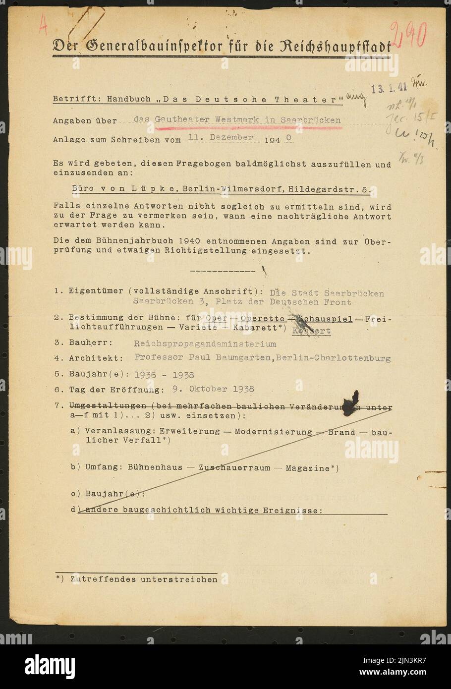 Paul Baumgarten (1873-1946, as an architect): Gautheater Westmark ...