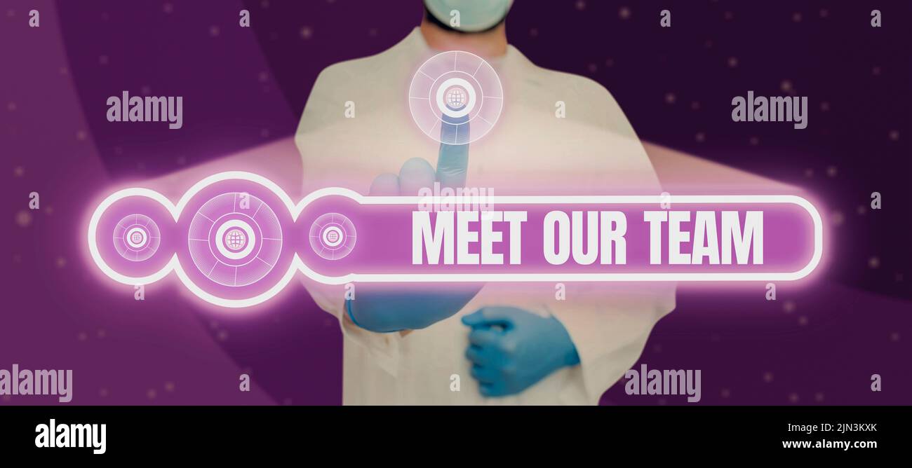 Conceptual caption Meet Our Team, Word Written on Presentation of a ... Conceptual caption Meet Our Team, Word Written on Presentation of a ...