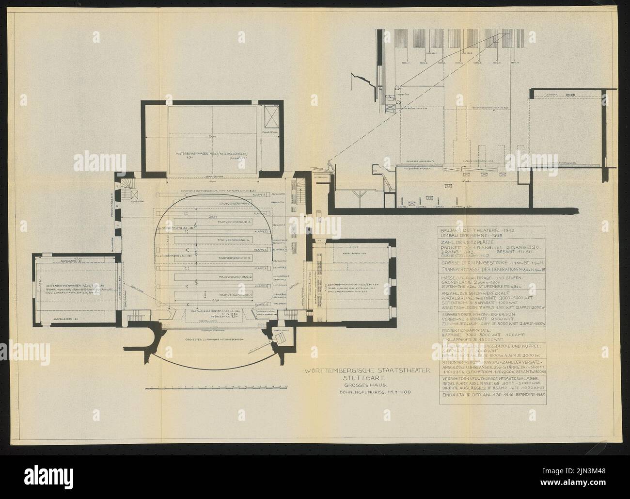 Royal Hoftheater Große Haus, Stuttgart: Stage Floor Plan and Stage ...