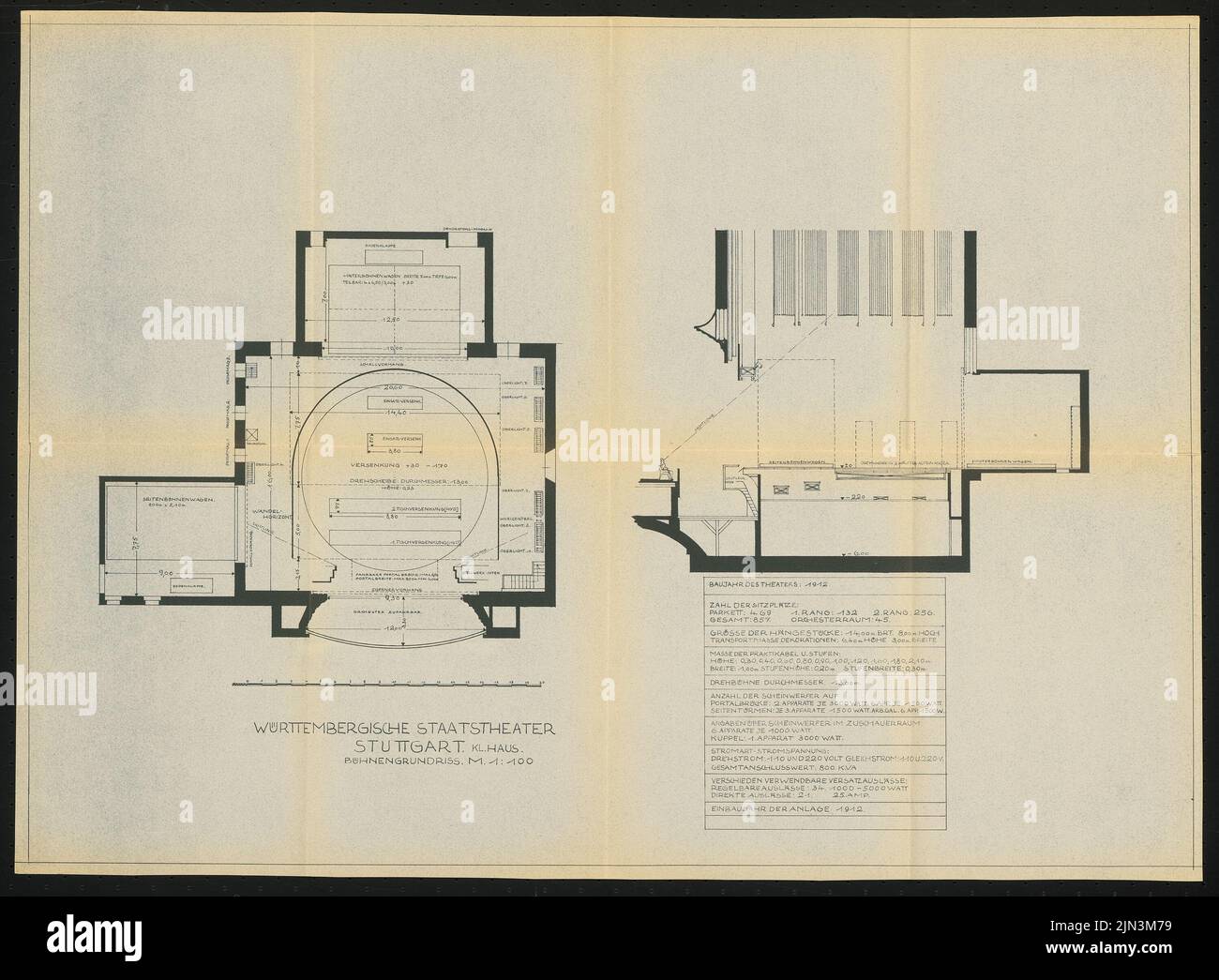 Royal Hoftheater Kleine Haus, Stuttgart: Stage Floor Plan and Stage ...
