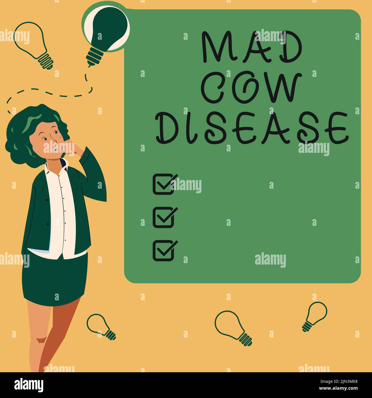 Text Caption Presenting Mad Cow Disease Word For Neurodegenerative Lethal Disease Contagious