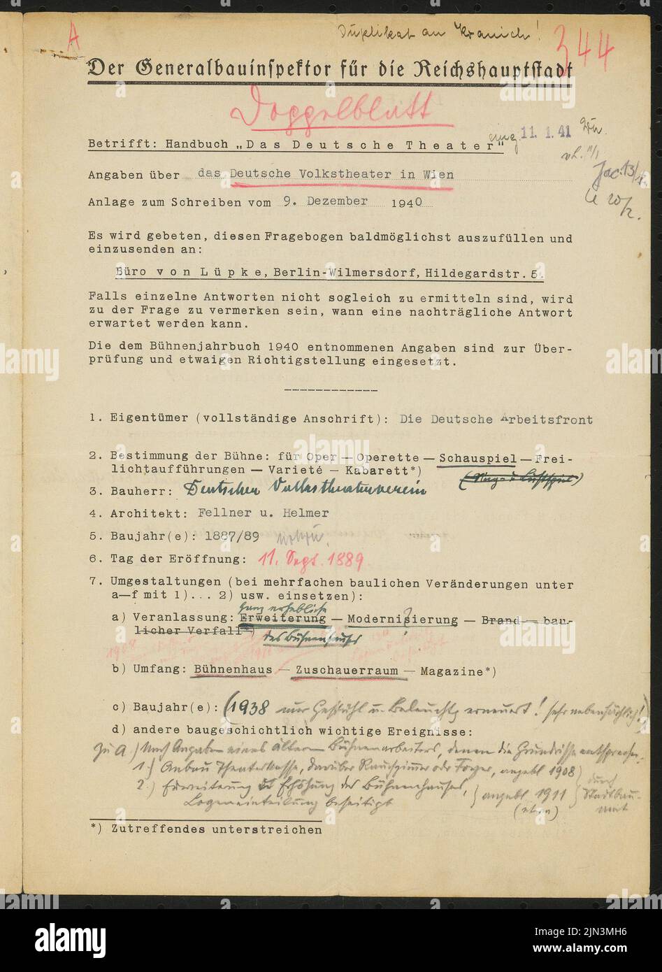 Fellner & Helmer (as an architect): German Volkstheater, Vienna Stock ...