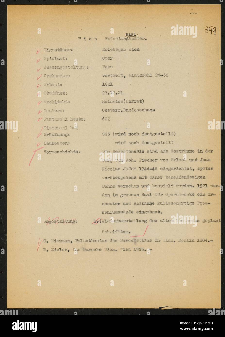 Large redout room in the Hofburg, Vienna: document on the questionnaire ...