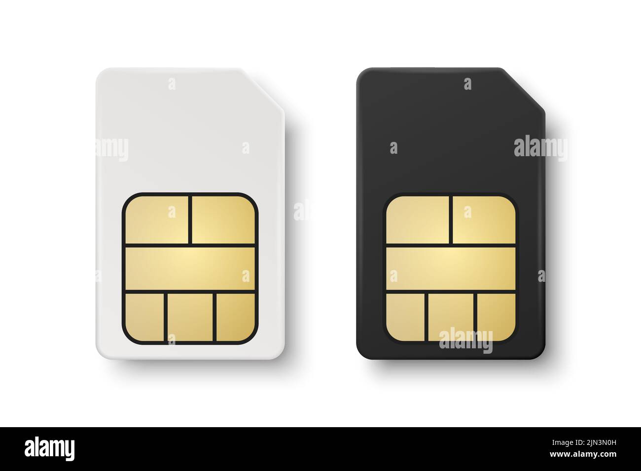 Vector 3d Realistic White and Black Plastic Sim Card Template Set ...