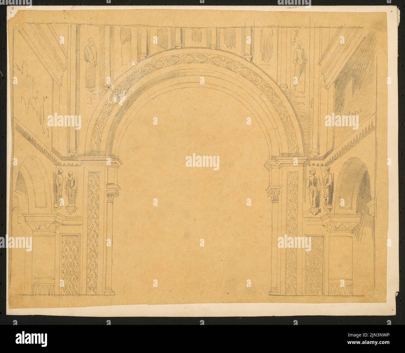 Stage study: Perspective view of a profiled round arch Stock Photo - Alamy