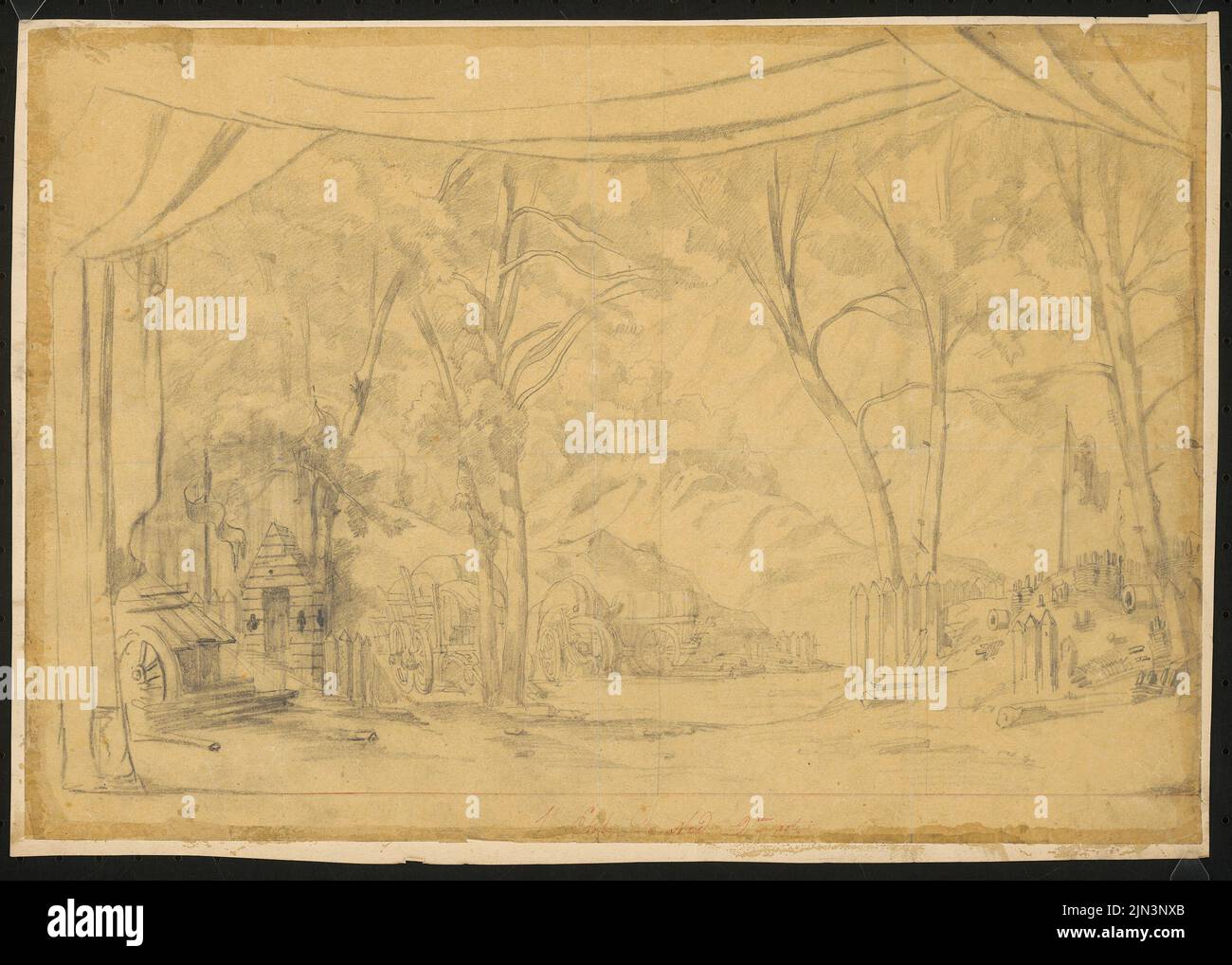 Stage study: View of a defense system in a landscape Stock Photo - Alamy