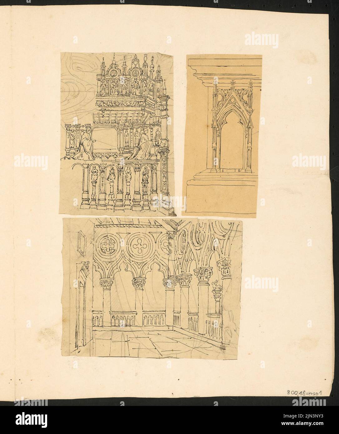 Architecture studies: perspective view of Gothic construction and ...