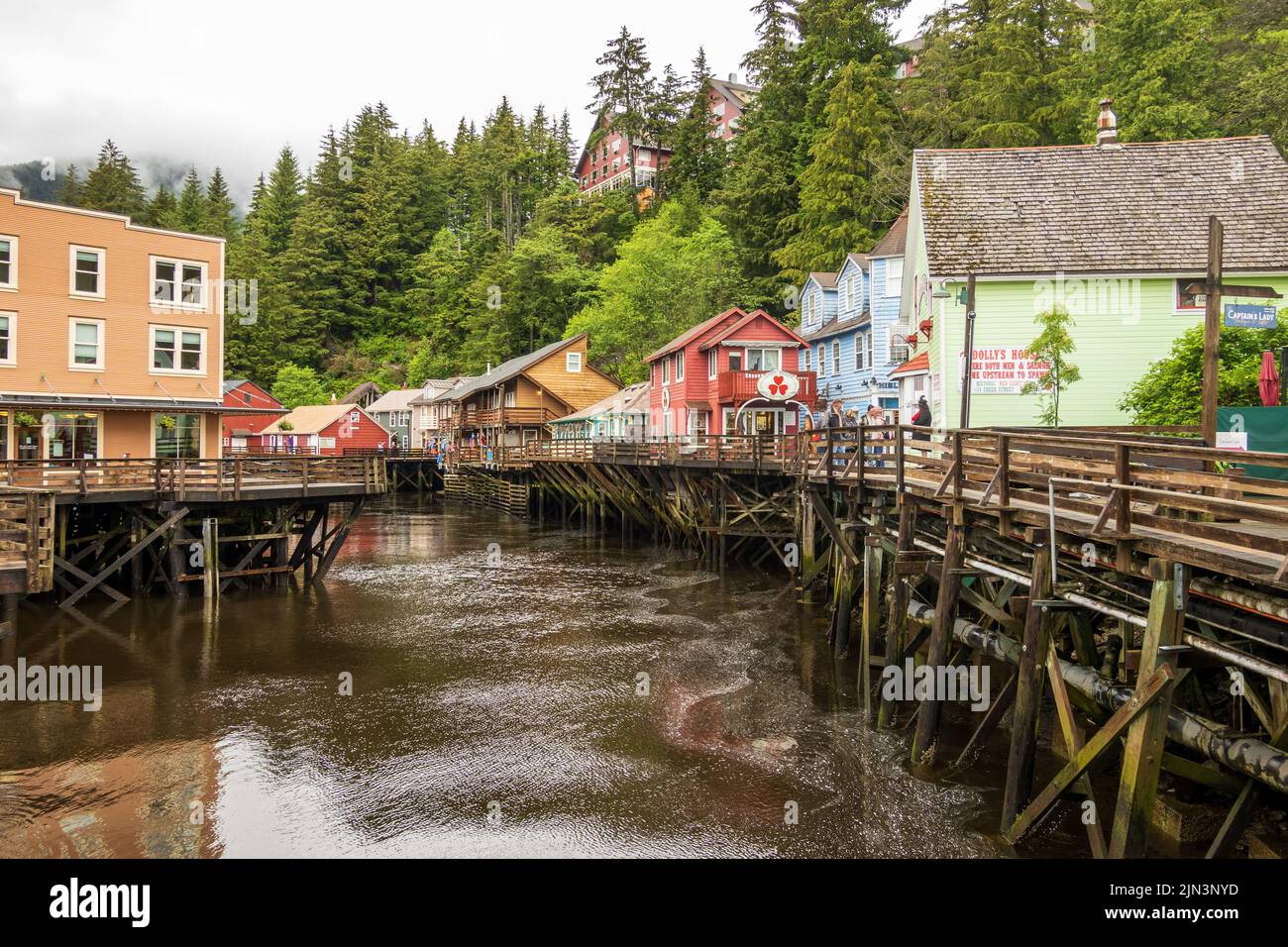 Ketchikan, AK - 10 June 2022: Famous Creek Street boardwalk and shops ...