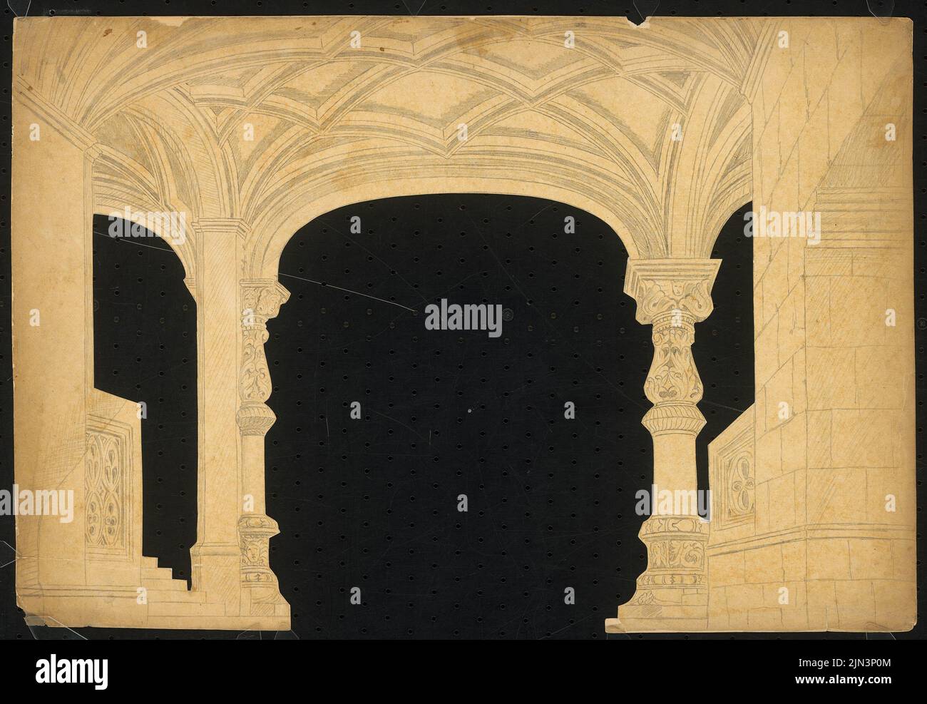 Portal hanger for stage design: perspective view of a stage portal with ...