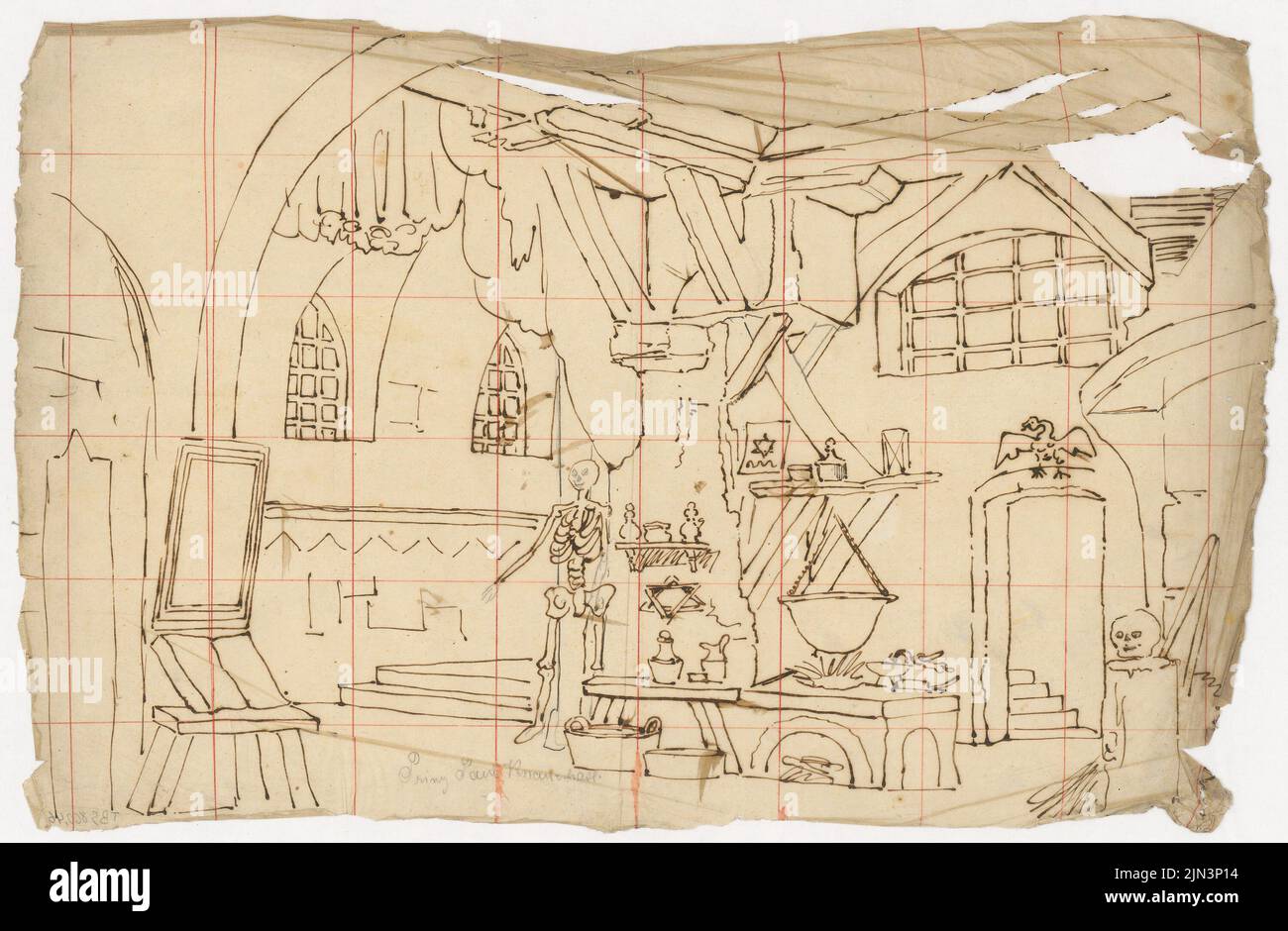 Stage study: Scene Wekstatt with grid as a painting hall template for ...