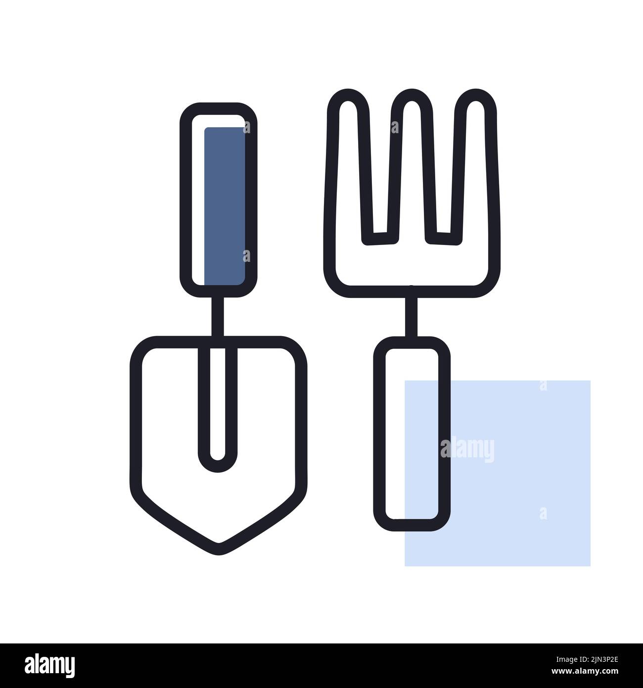 Gardening tools set vector icon. Shovel, pitchfork, rake.. Graph symbol ...