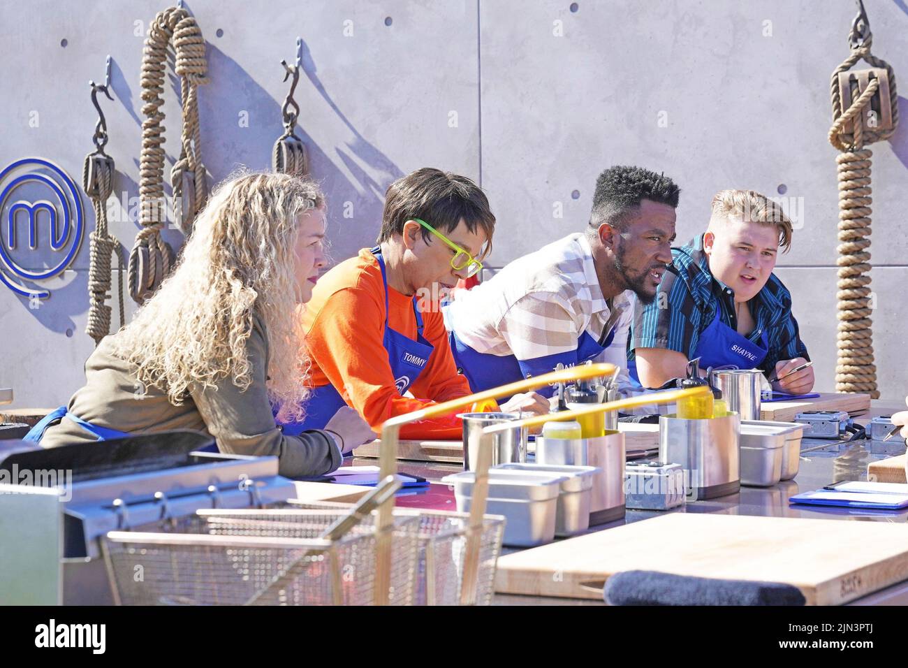 MASTERCHEF, contestants Tommy Walton (2nd from left), Shayne Wells ...