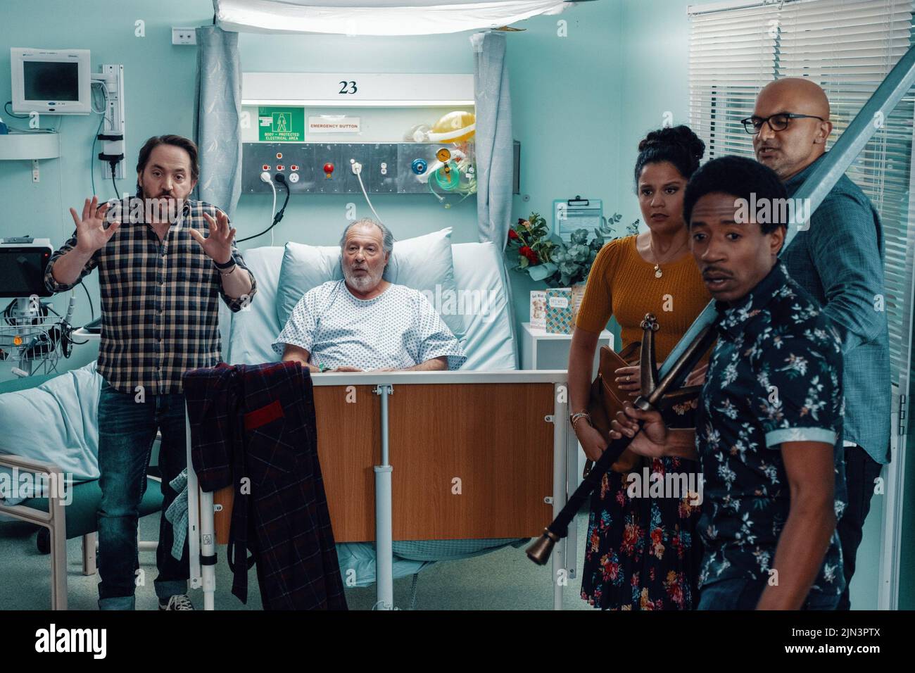 GOD'S FAVORITE IDIOT, from left: Ben Falcone, Kevin Dunn, Ana Scotney ...