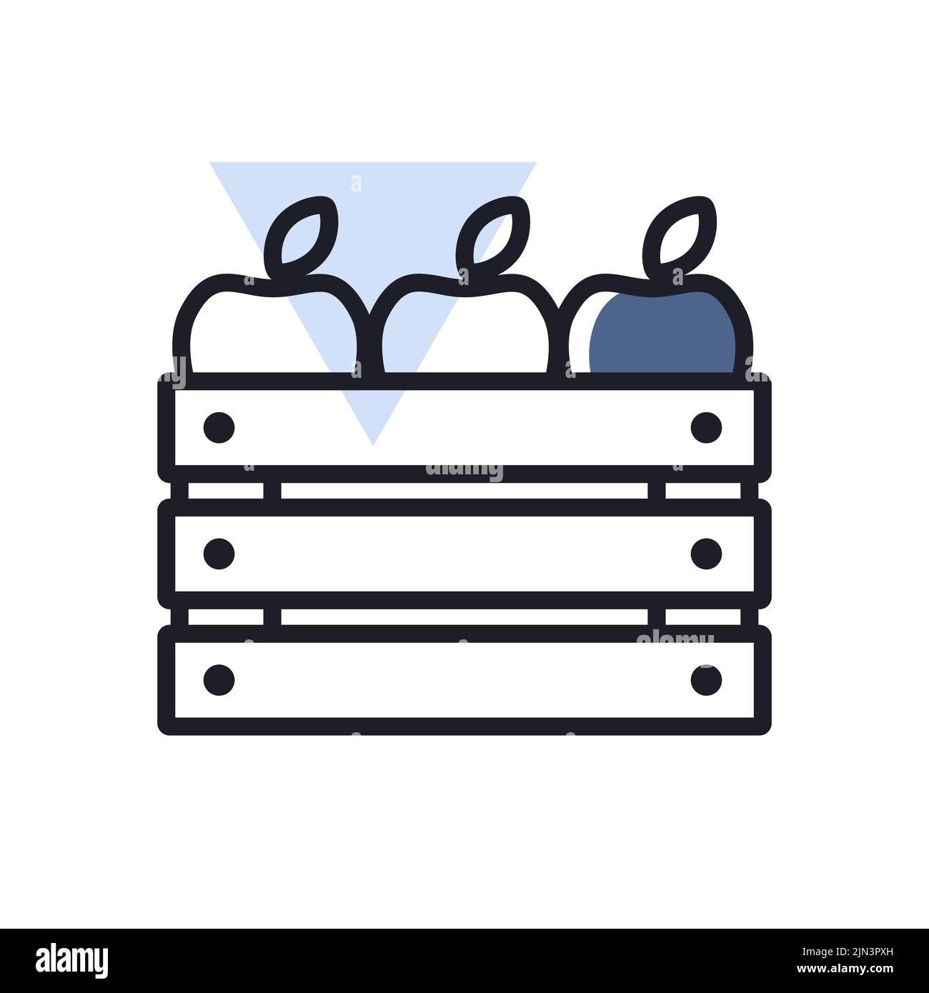 Wooden harvest box with apple vector icon. Graph symbol for agriculture ...