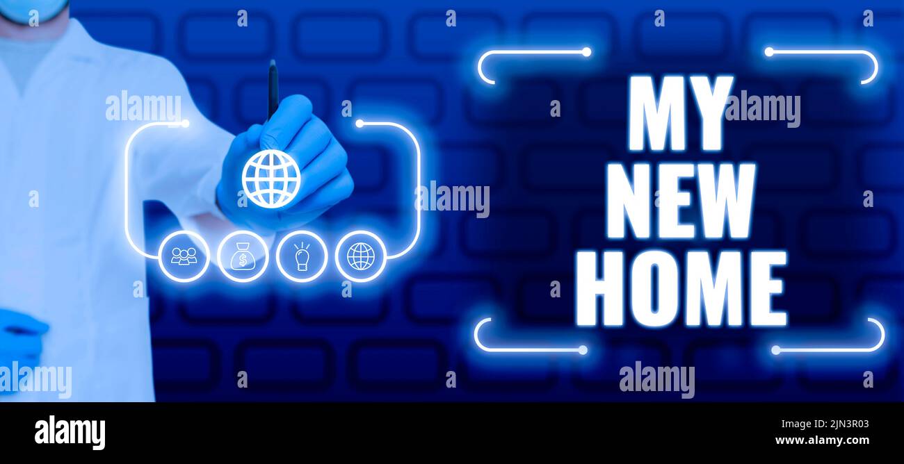 Conceptual caption My New Home. Business showcase Relocation moving to ... Conceptual caption My New Home. Business showcase Relocation moving to ...