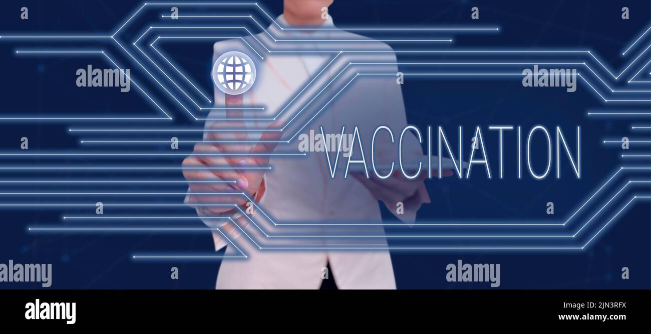 Writing displaying text Vaccination. Business overview Treatment which ...