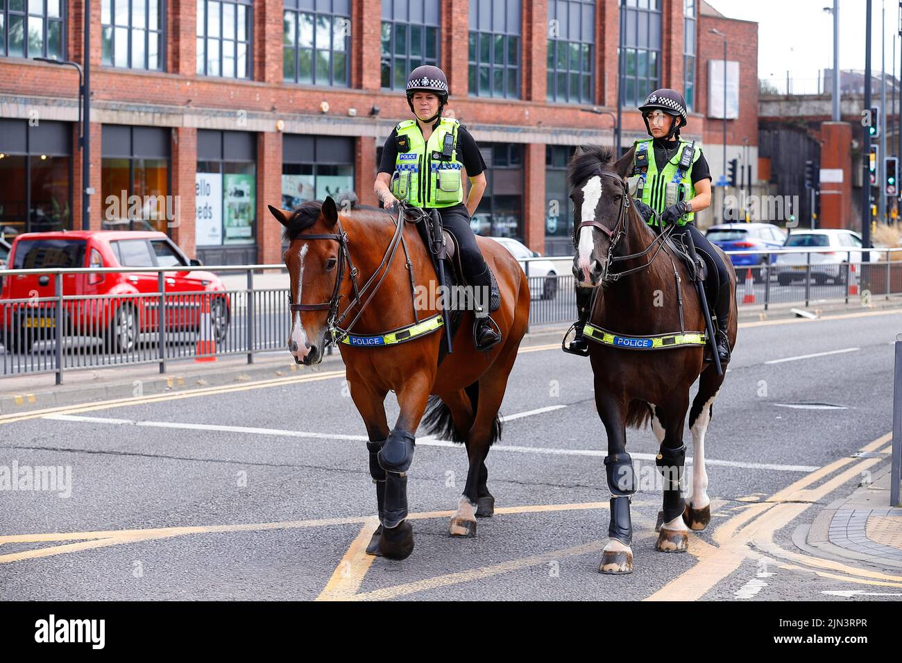 Horse mounted officers of West Yorkshire Police seen patrolling the ...